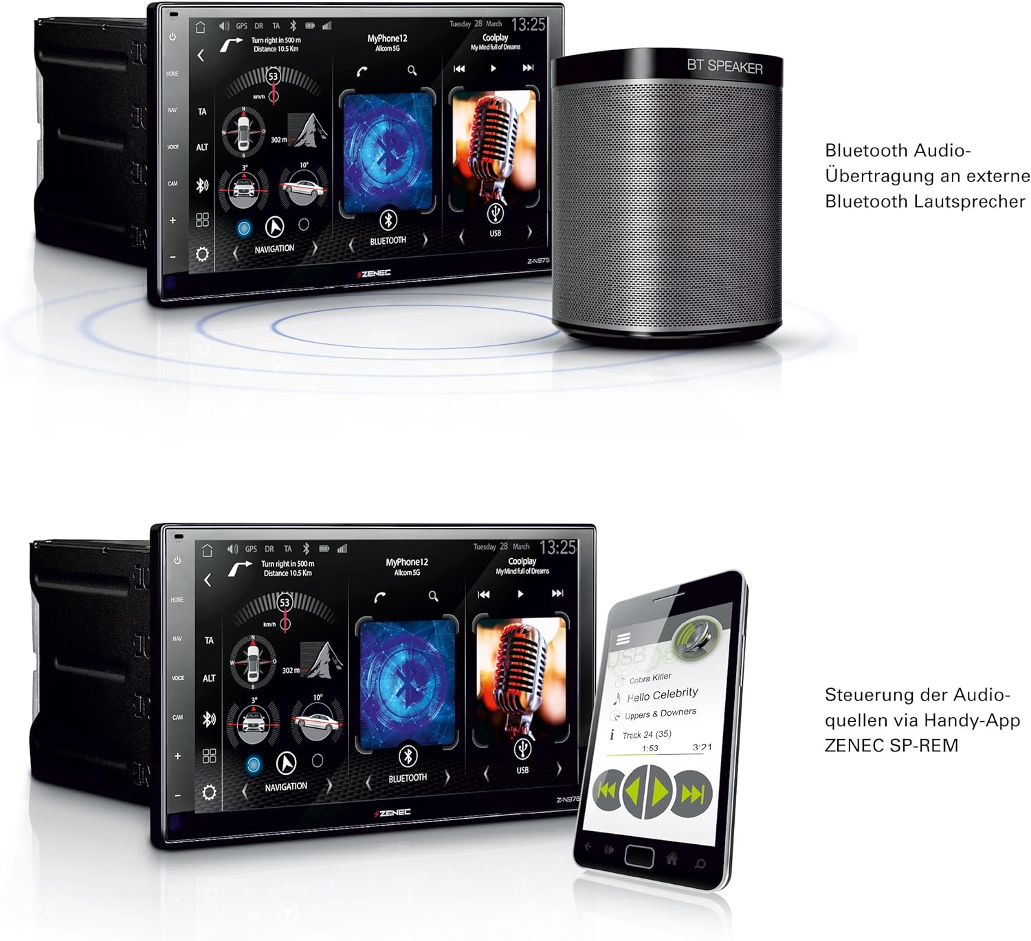 ZENEC Z-N976 2-DIN Autoradio, Multimediasystem mit 9“/22,9 cm Touchscreen, Mediencenter mit DAB+ ...